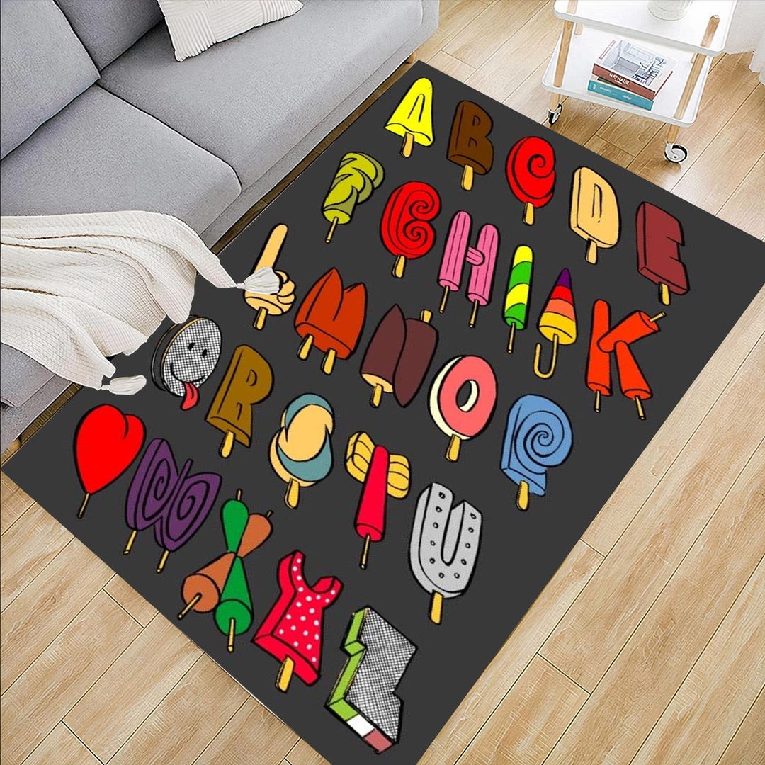 Alphabet Mat,ice Cream Rug,kids Room Mat,educational Rug,fun Learning ...