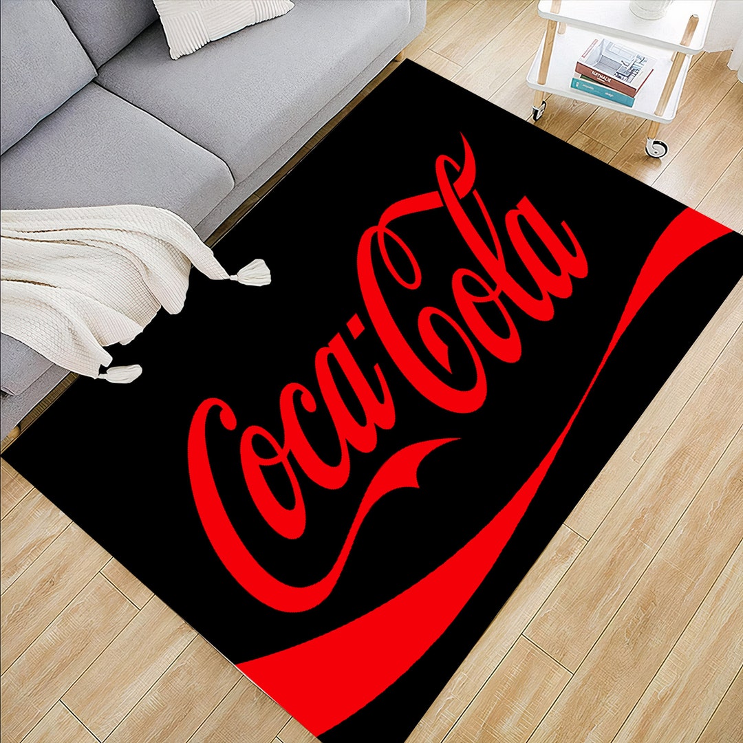 Coca Cola Rug,drink Rug,black Rug, Coke Rug,ice Cold Rug,cola Written ...