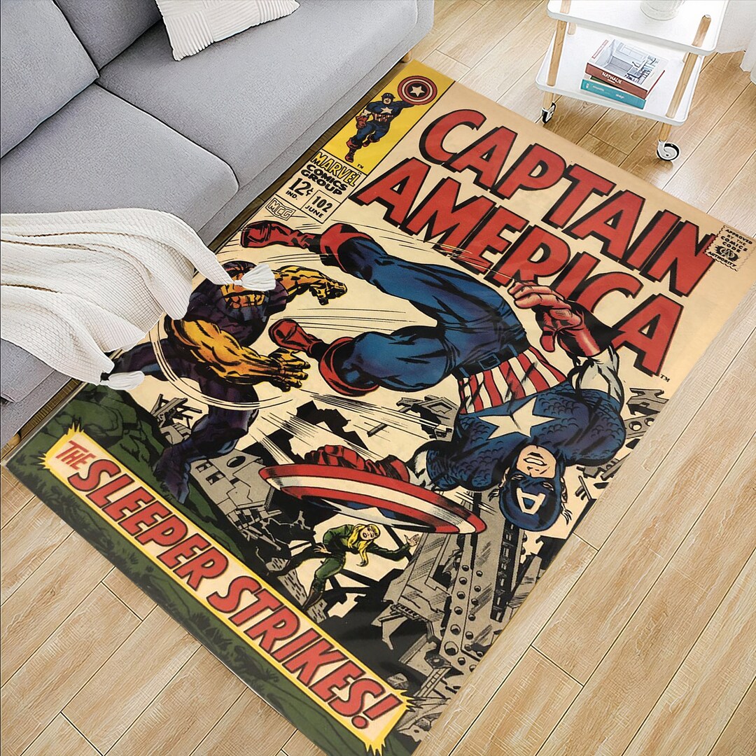Captain America Rug,vintage Comic Art Rug,superhero Gift,comic Book ...
