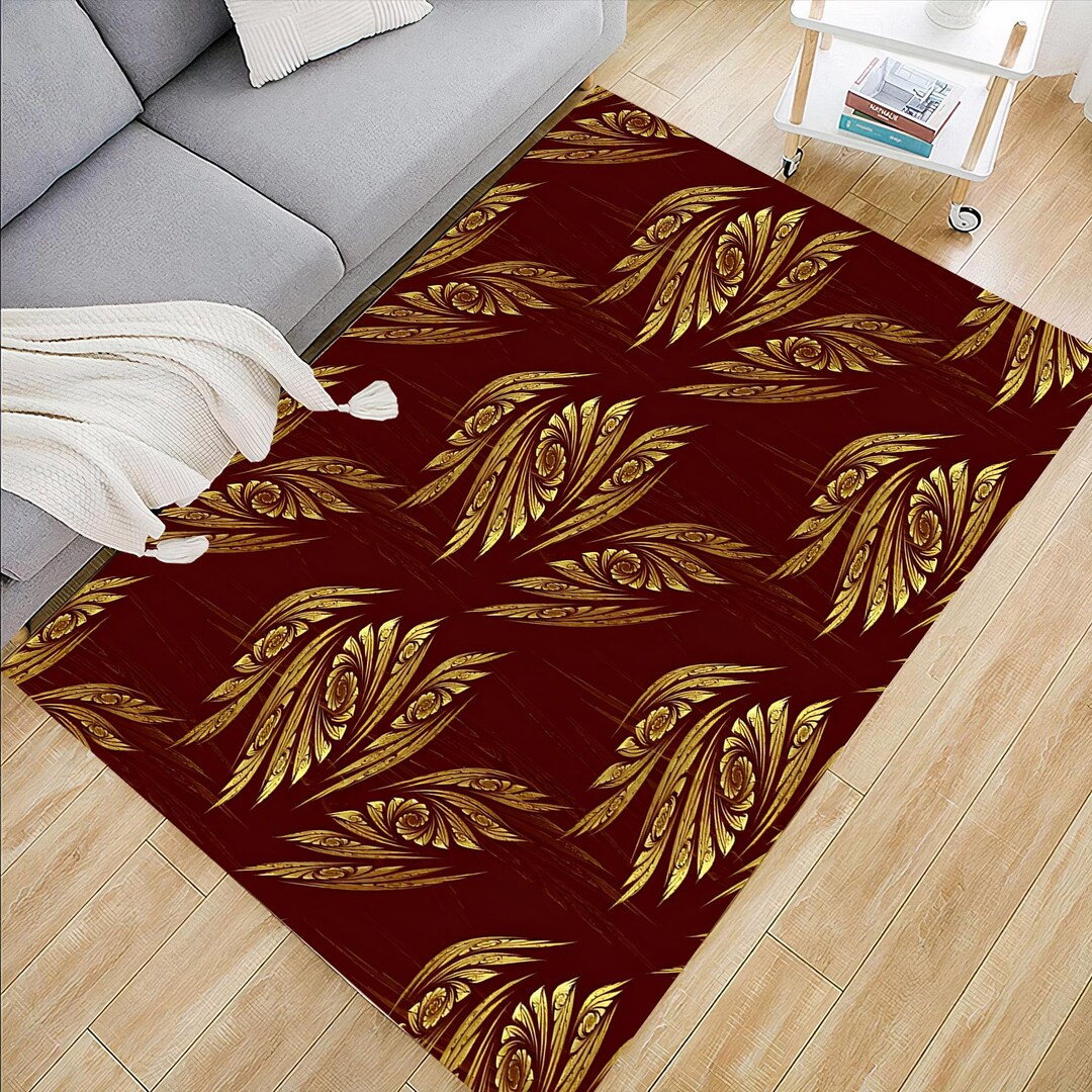 Golden Feather Rug,burgundy Rug,vintage Rug,luxury Rug,royal Rug ...