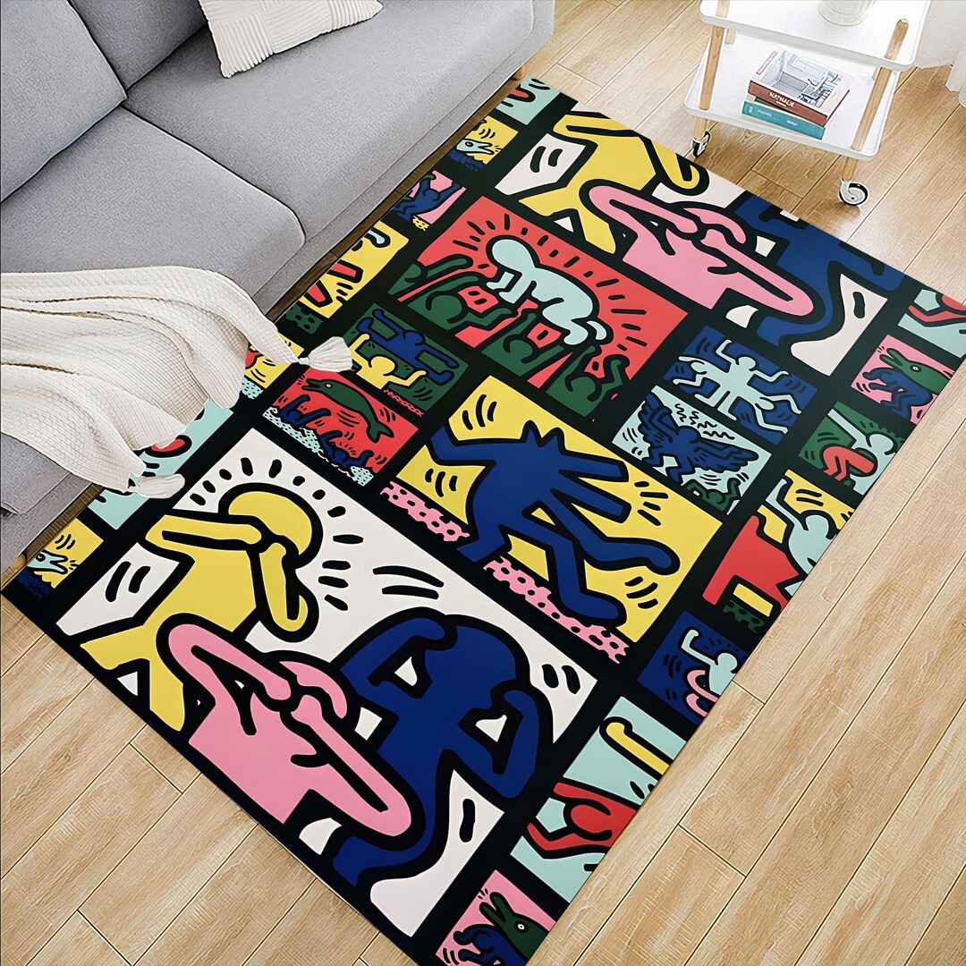 Keith Haring,pop Art Rug,colorful Rug,abstract Rug,iconic Pop Rug,funky ...