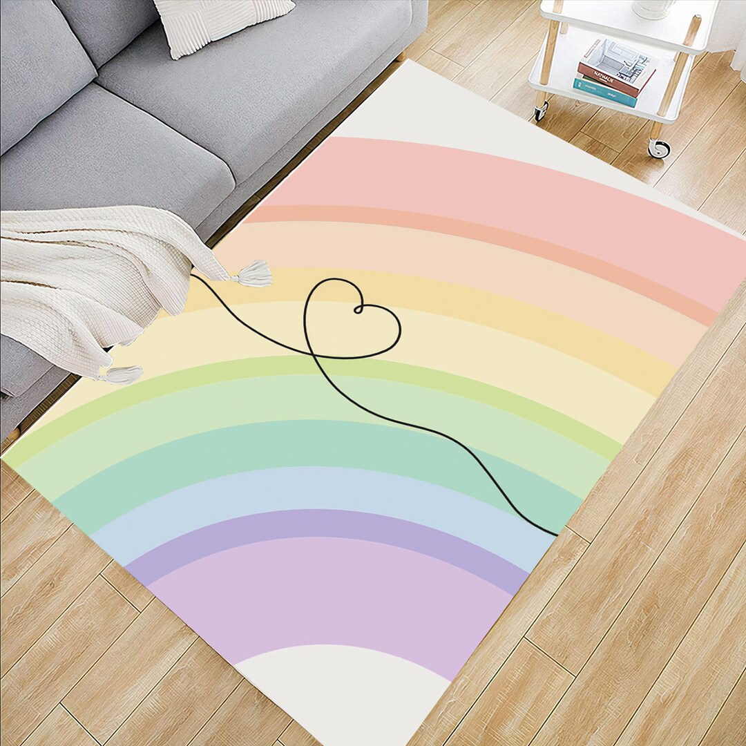 Rainbow Rug,rainbow Girls Rug,pastel Rainbow Rug,girls Room Rug,living ...