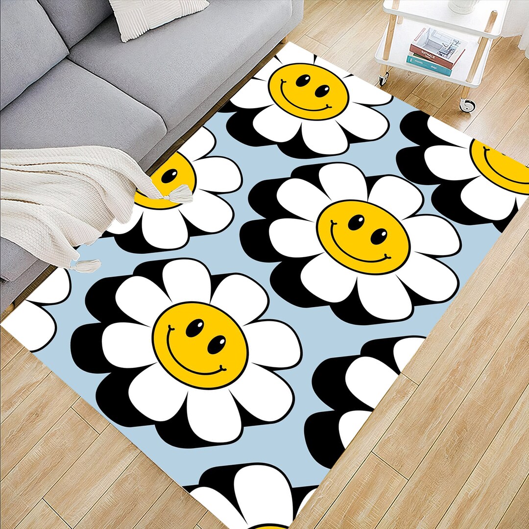 Retro Rug,daisy Rug,daisy Kitchen Rug,daisy Area Rug,checkred Rug,teens ...