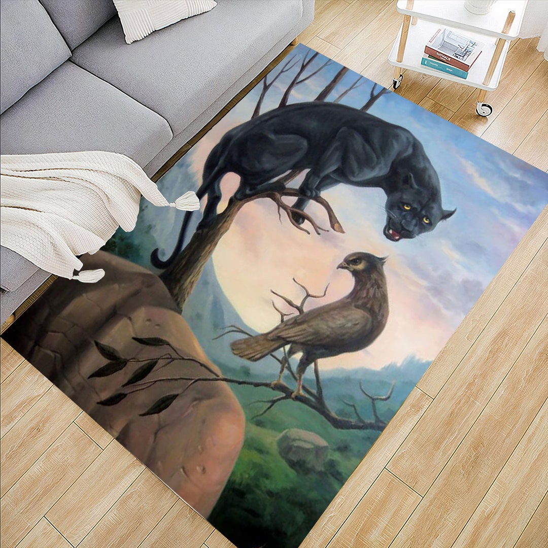 Panther Rug,optical Illusion Rug,sketch Rug,forestrug,kids Room Rug ...