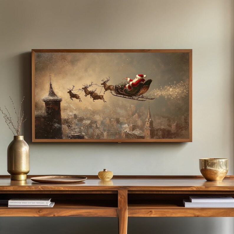 Vintage Christmas Frame TV Art Santa Frame TV Art Winter Samsung Frame ...