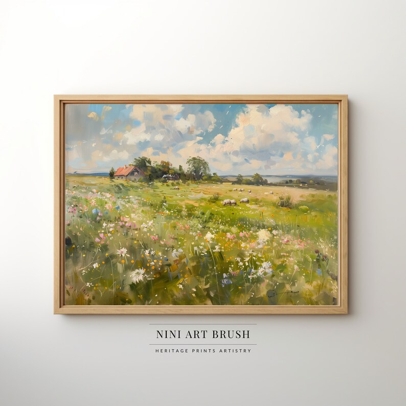 Wildflower Wall Art Sheep Wall Art Wildflower Field Print Floral Wall ...