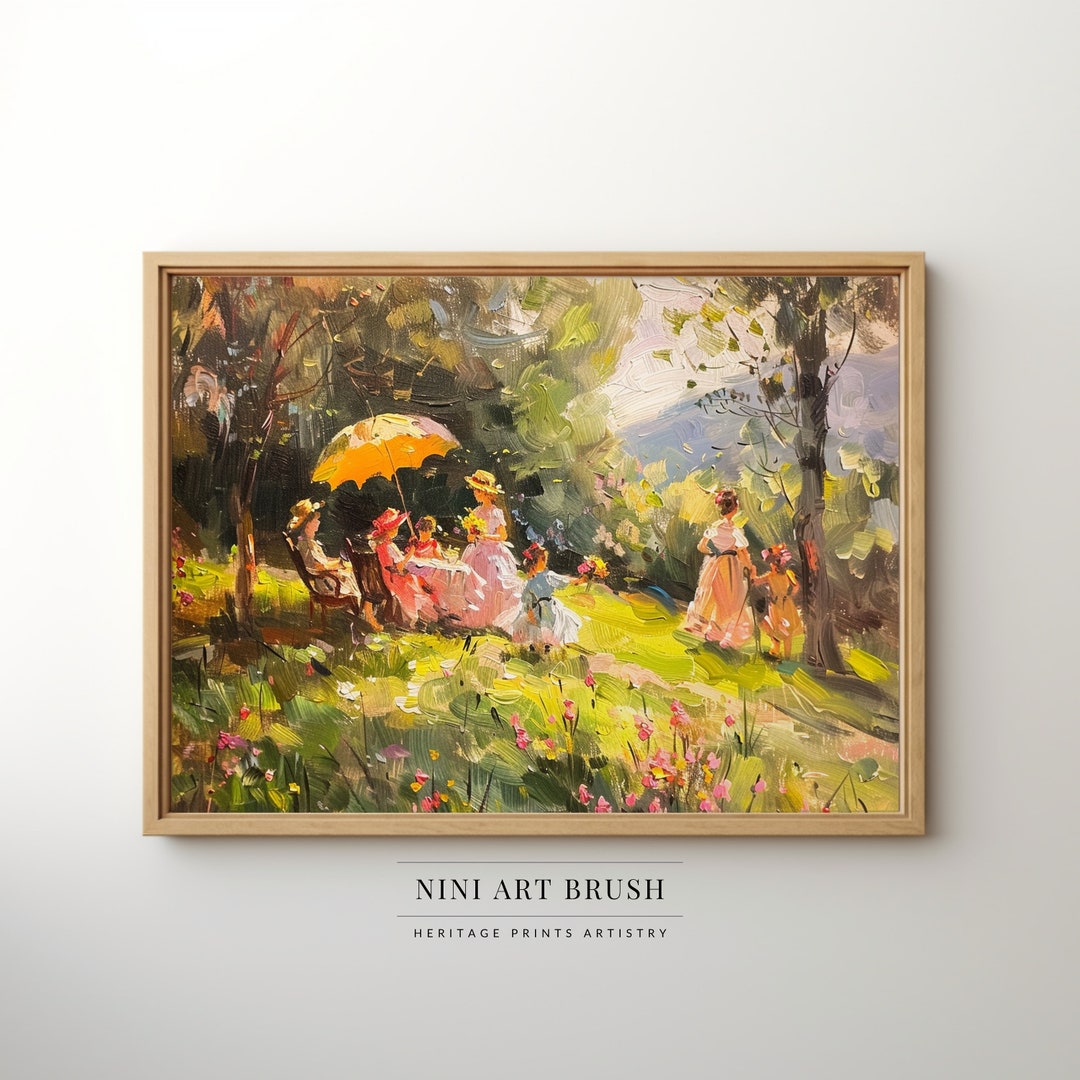 Vintage Spring Wall Art Garden Printable Wall Art Landscape Painting ...