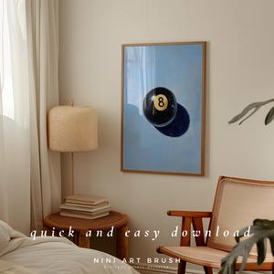 Retro 8 Ball Print Vintage 8 Ball Wall Art Bar Cart Decor Bar Cart Art ...