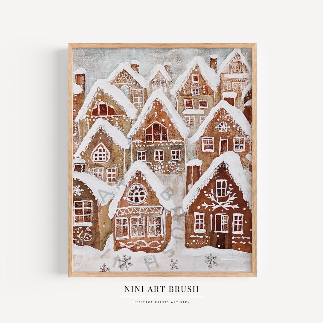 Gingerbread House Print Vintage Christmas Wall Art Christmas Decor ...
