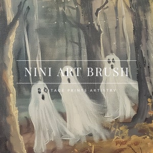 Vintage Cute Ghost Painting Whimsigoth Decor Halloween Wall Art Fall ...
