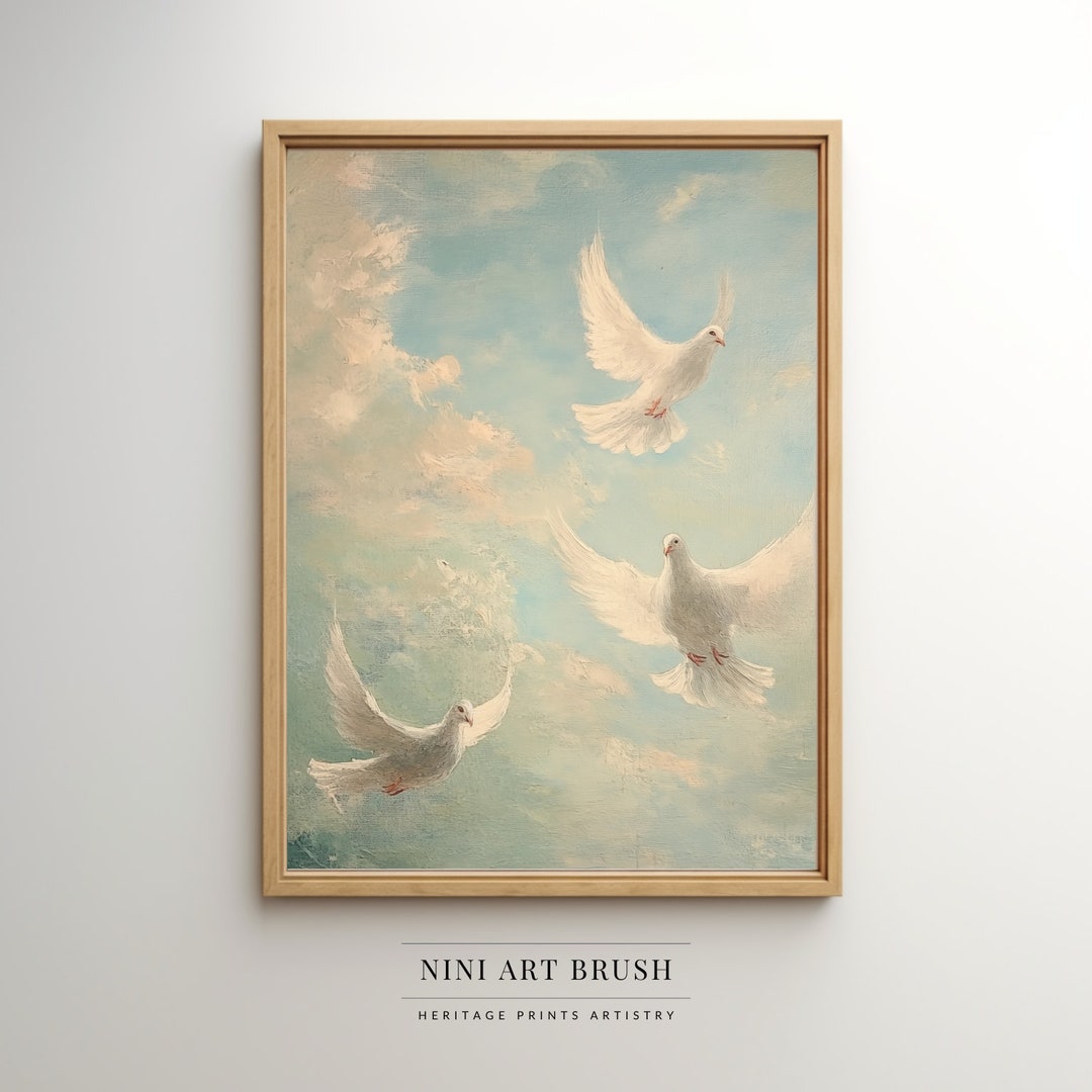White Dove Painting Bird Painting Spring Wall Art Spring Decor ...