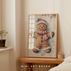 Gingerbread Print Vintage Christmas Wall Art Christmas Decor Winter ...
