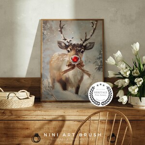 Reindeer Print Rudolph Print Christmas Wall Art Christmas Decor Winter ...