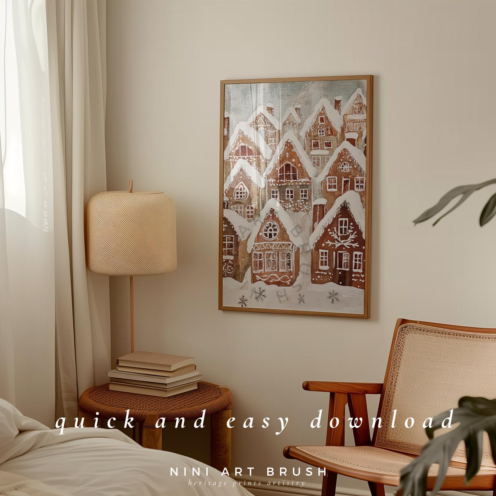 Gingerbread House Print Vintage Christmas Wall Art Christmas Decor ...