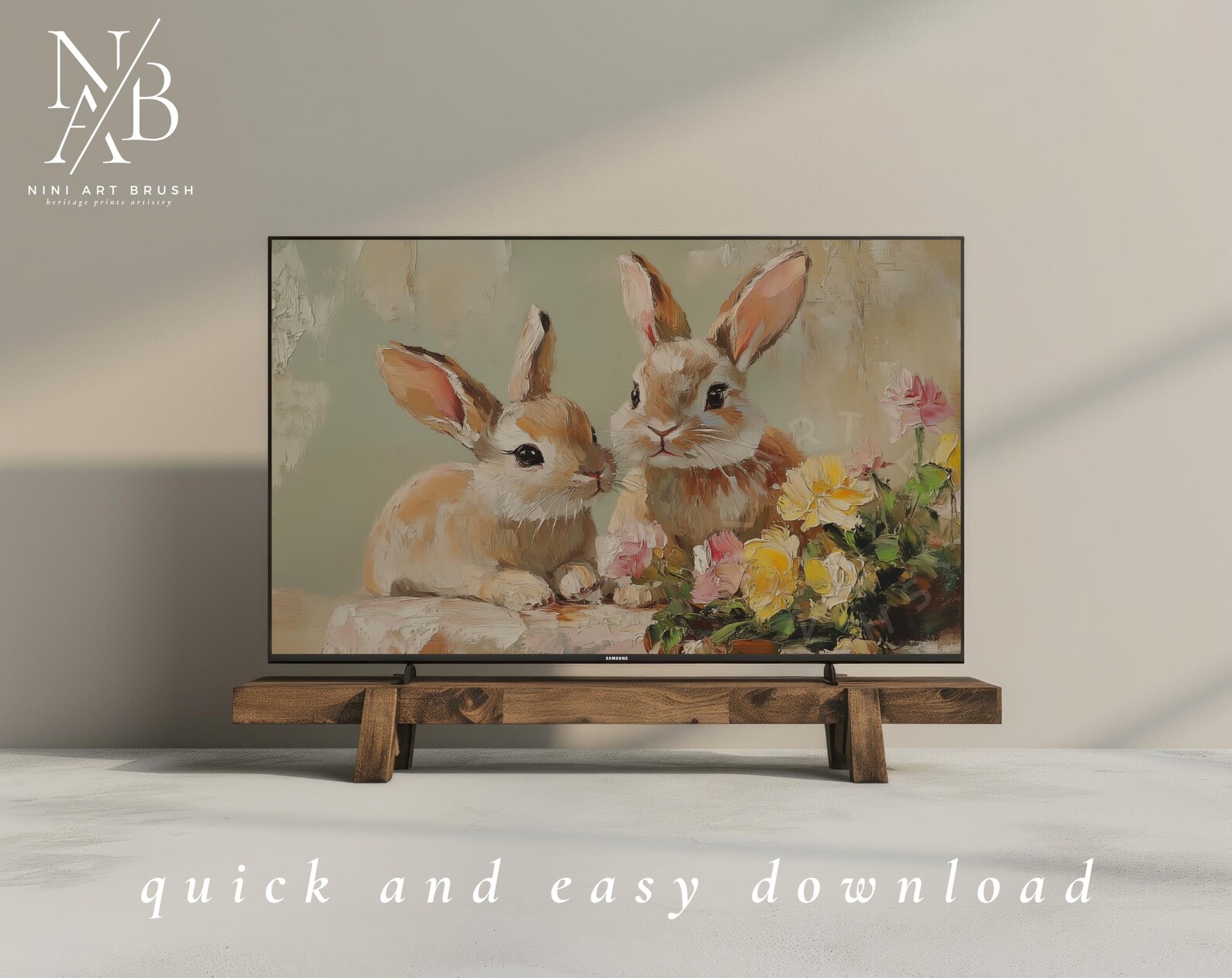 Easter Bunny Samsung Frame TV Art Easter Frame TV Art Spring Frame TV ...