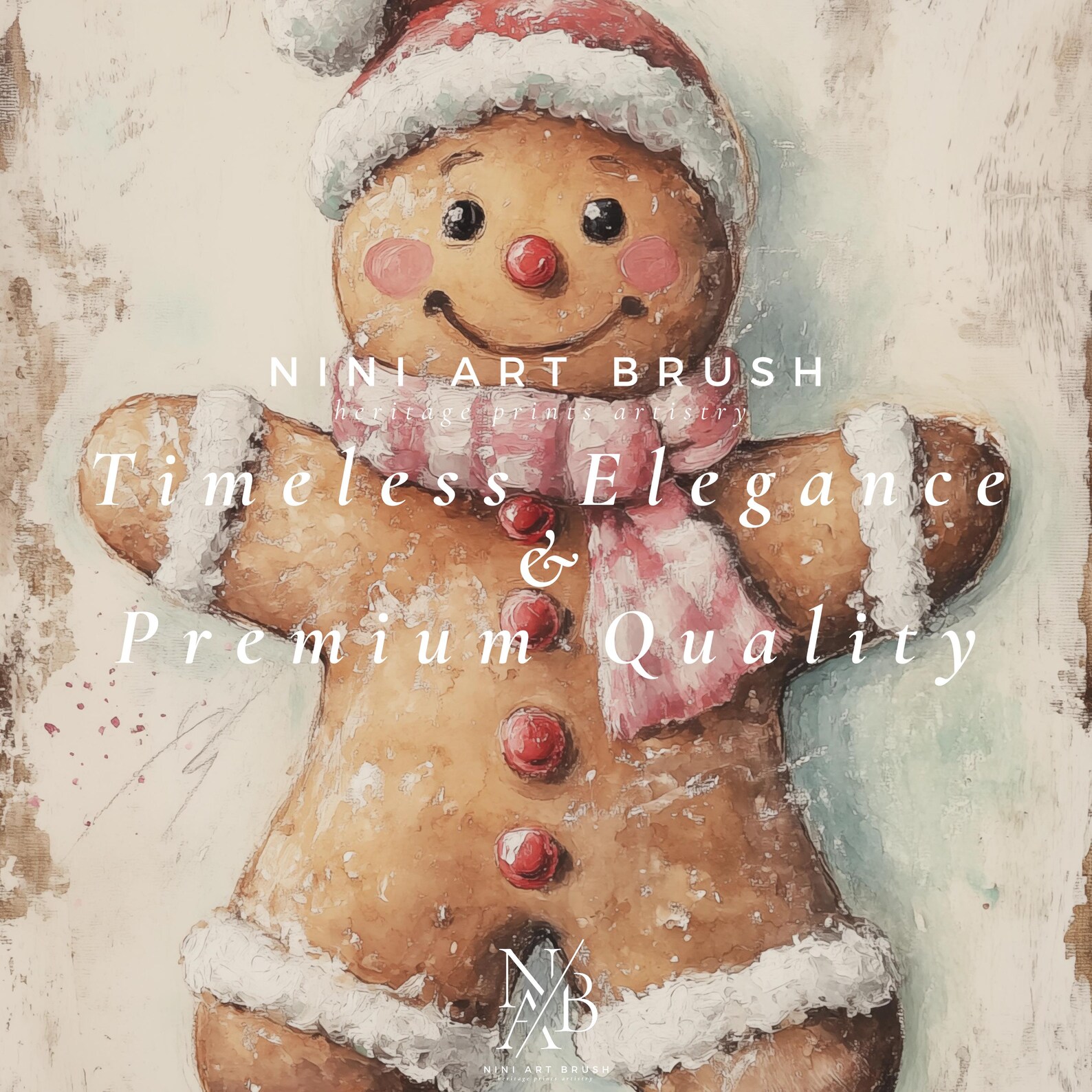 Gingerbread Print Vintage Christmas Wall Art Christmas Decor Winter ...