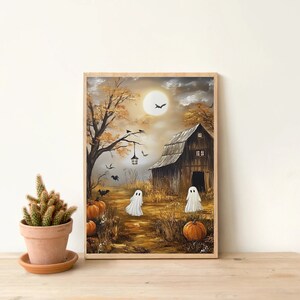 Vintage Cute Ghost Print Halloween Wall Art Spooky Season Printable ...