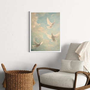 White Dove Painting Bird Painting Spring Wall Art Spring Decor ...