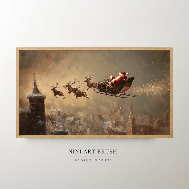 Vintage Christmas Frame TV Art Santa Frame TV Art Winter Samsung Frame ...