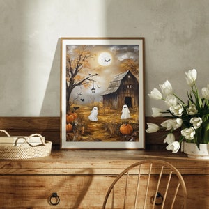 Vintage Cute Ghost Print Halloween Wall Art Spooky Season Printable ...