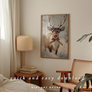 Reindeer Print Rudolph Print Christmas Wall Art Christmas Decor Winter ...