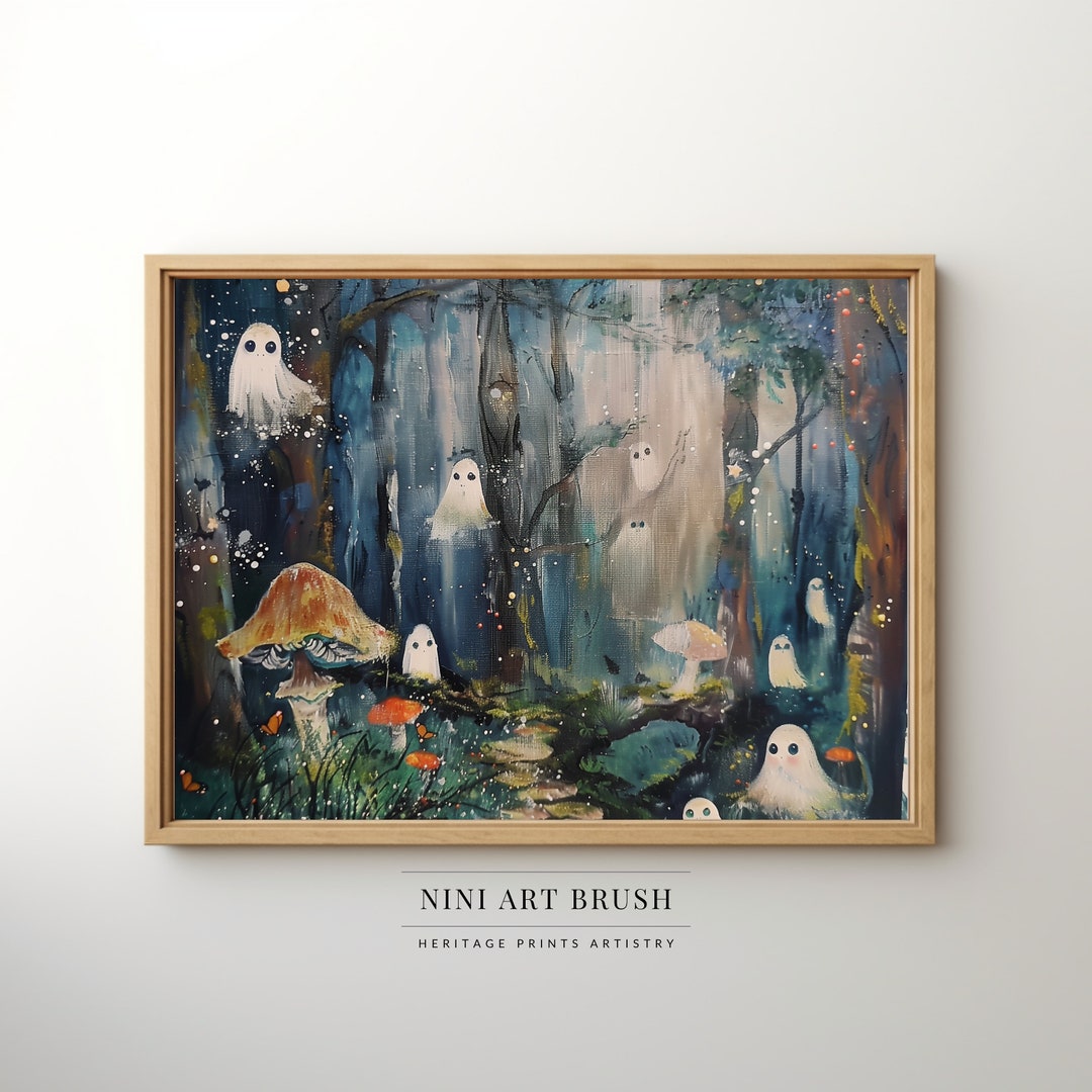 Vintage süße Geist Malerei Whimsigoth Dekor Halloween Wand Kunst Herbst ...