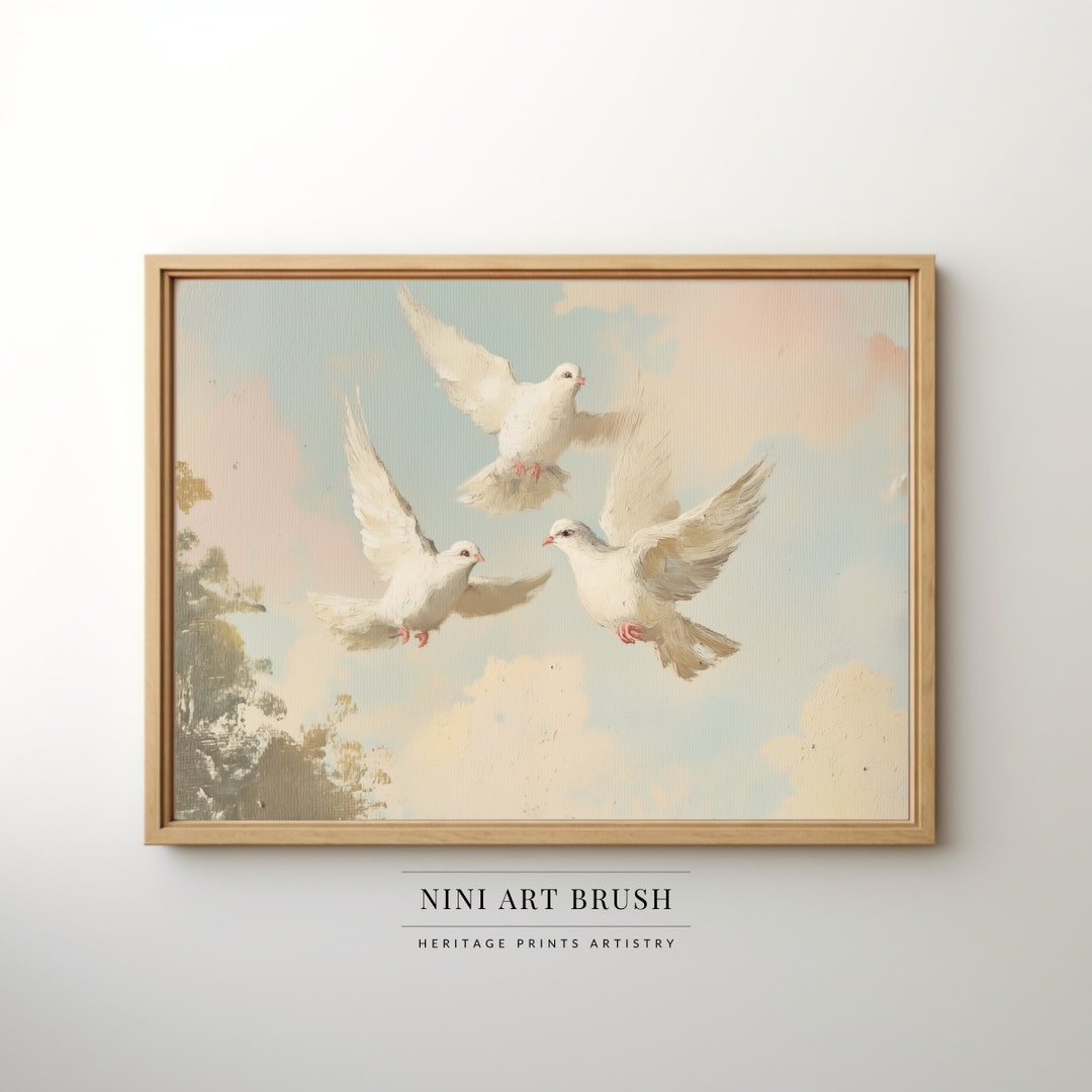 White Dove Painting Bird Painting Spring Wall Art Spring Decor ...