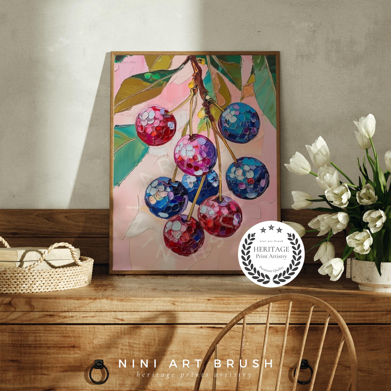 Retro Disco Cherry Print Disco Fruit Printable Wall Art Vintage Cherry ...