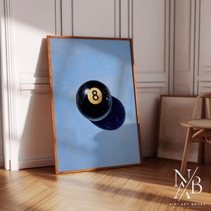 Retro 8 Ball Print Vintage 8 Ball Wall Art Bar Cart Decor Bar Cart Art ...