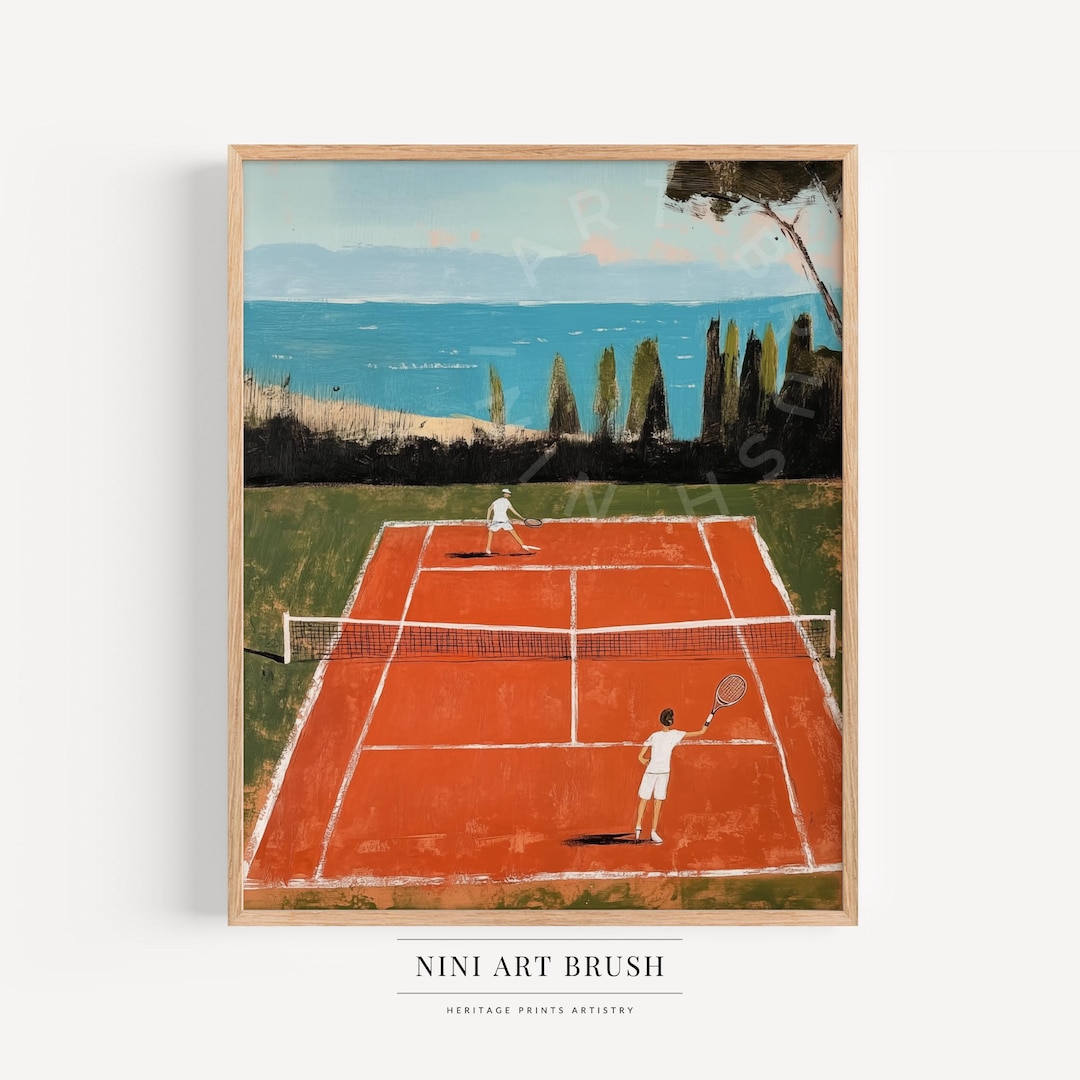 Tennis Print Vintage Tennis Wall Art Tennis Poster Tennis Court Print ...