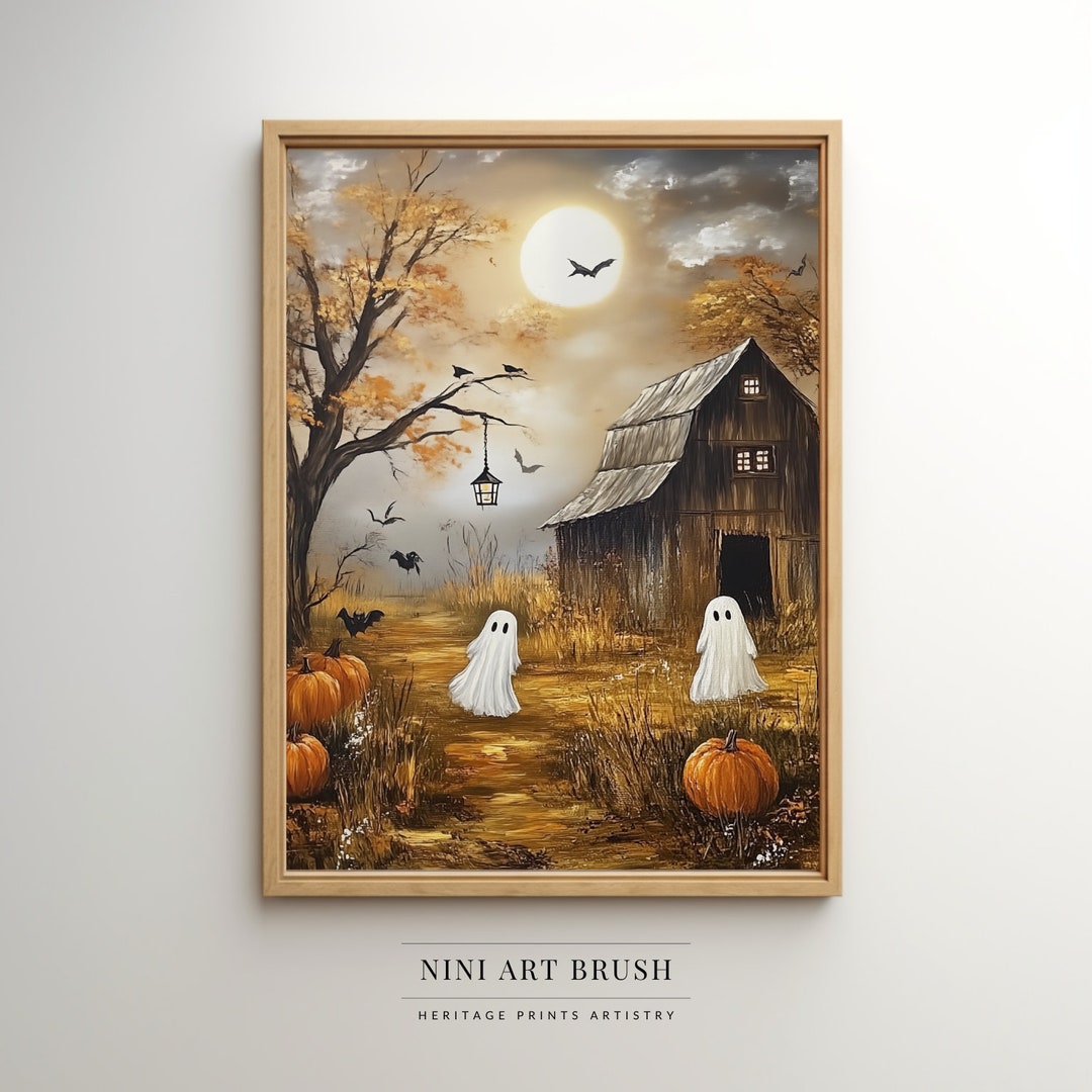 Vintage Cute Ghost Print Halloween Wall Art Spooky Season Printable ...
