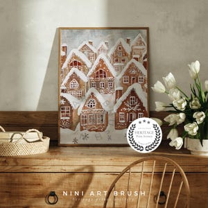 Gingerbread House Print Vintage Christmas Wall Art Christmas Decor ...