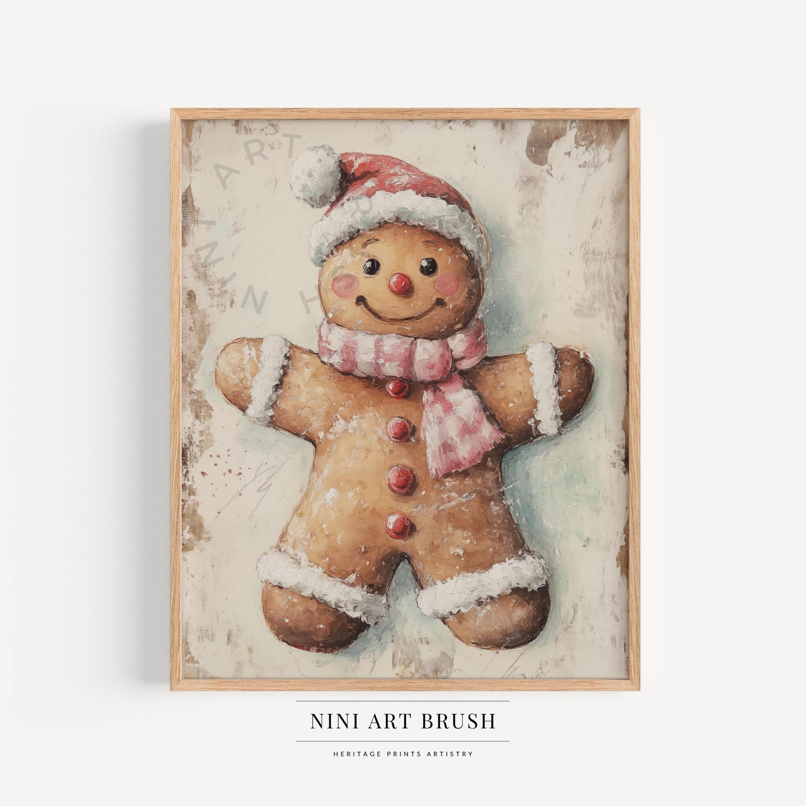 Gingerbread Print Vintage Christmas Wall Art Christmas Decor Winter ...