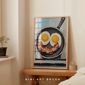 Fried Egg Print Retro Eggs Bacon Poster Vintage Egg Print Kitchen Decor ...