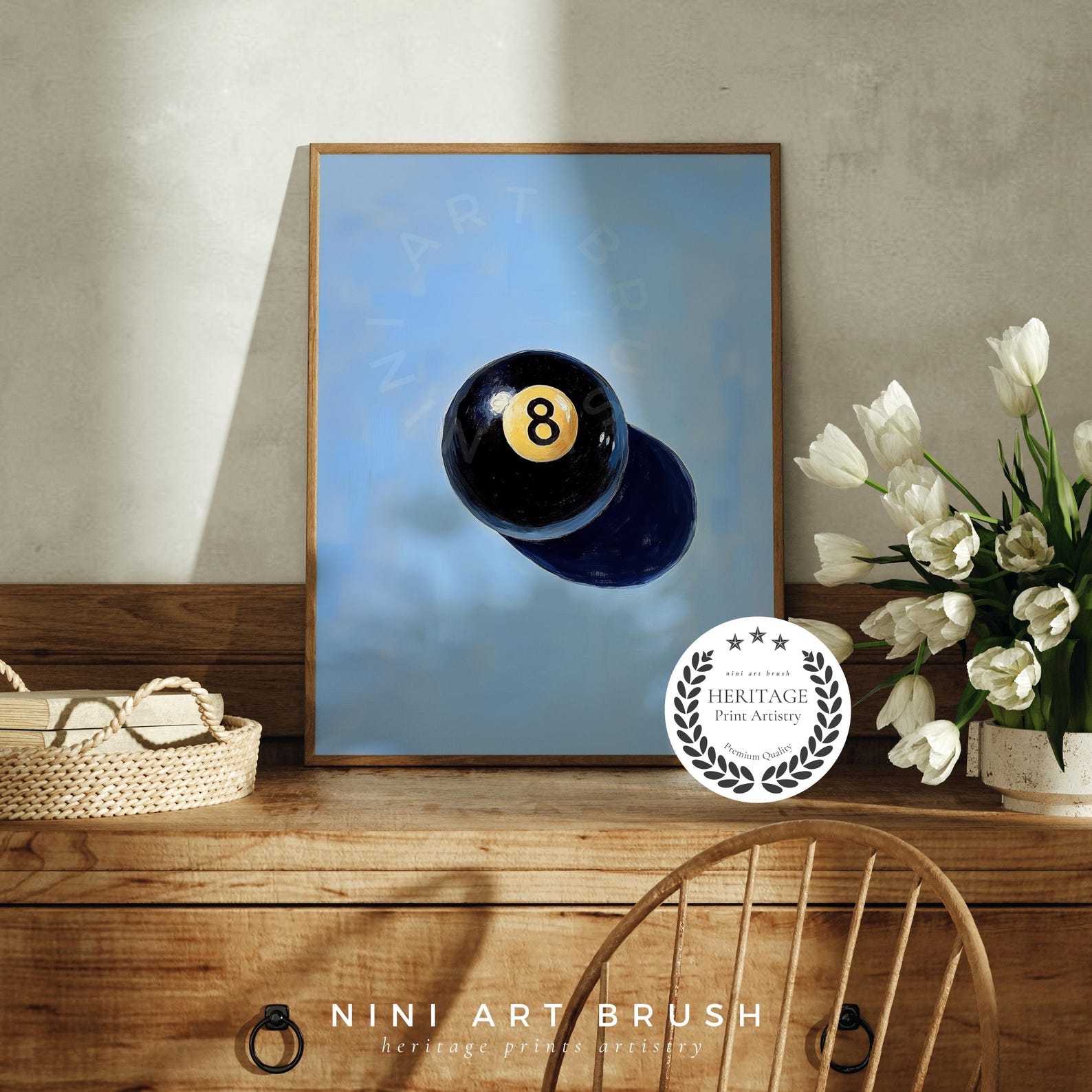 Retro 8 Ball Print Vintage 8 Ball Wall Art Bar Cart Decor Bar Cart Art ...