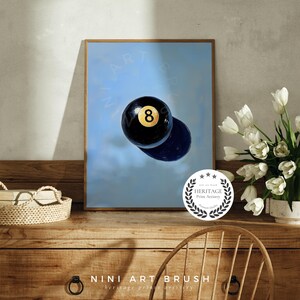 Retro 8 Ball Print Vintage 8 Ball Wall Art Bar Cart Decor Bar Cart Art ...