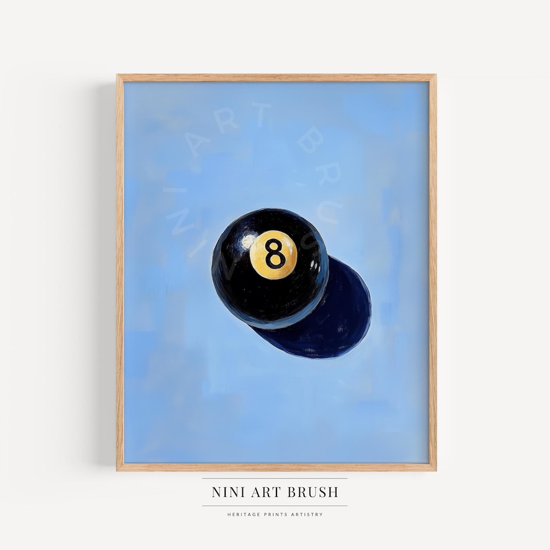 Retro 8 Ball Print Vintage 8 Ball Wall Art Bar Cart Decor Bar Cart Art ...