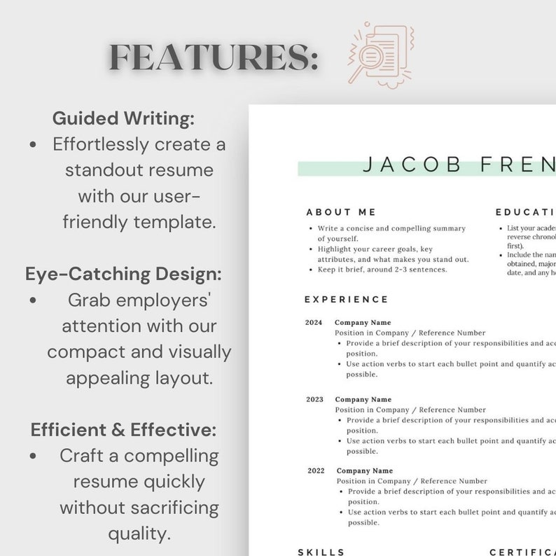 Careercraft Elite: Guided Resume Template – Craft a Standout, Eye-catching, and Efficient Resume ...