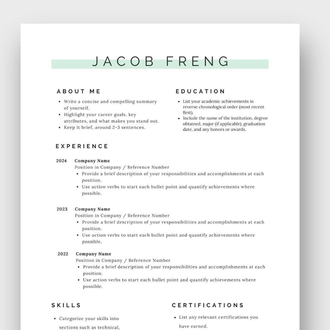 Careercraft Elite: Guided Resume Template – Craft a Standout, Eye ...