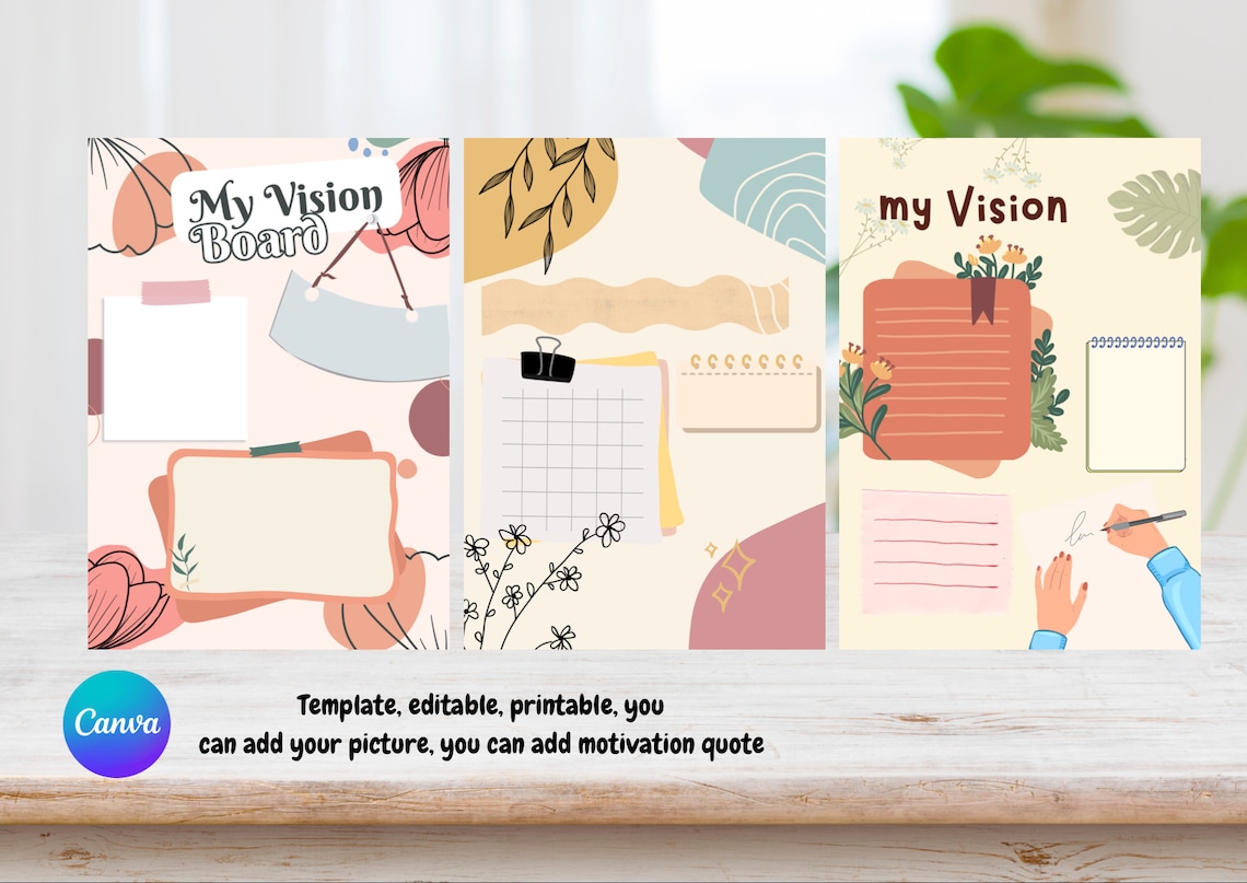 Digital Vision Board Canva Template, Vision Board Template, Vision ...