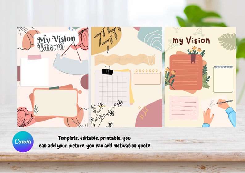 Digital Vision Board Canva Template, Vision Board Template, Vision ...