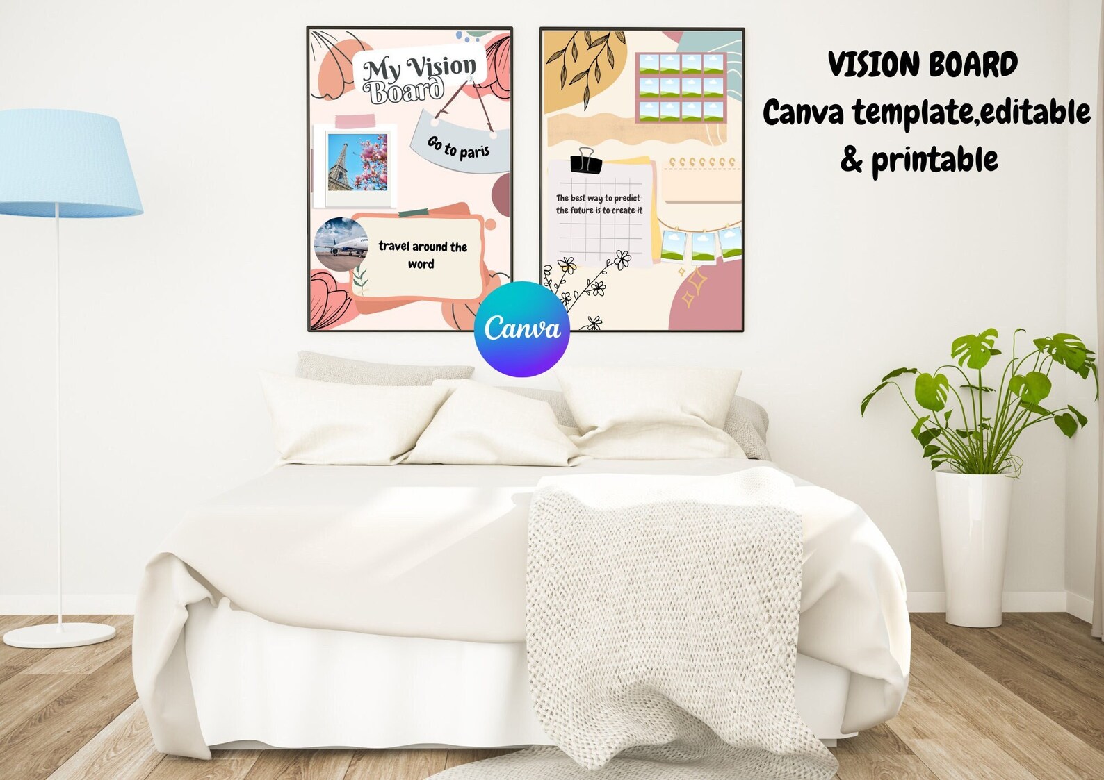 Digital Vision Board Canva Template, Vision Board Template, Vision ...