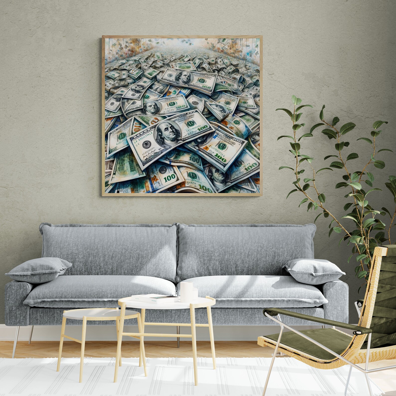 Watercolor 100 Dollar Bill Art Print - Unique Money Wall Decor ...