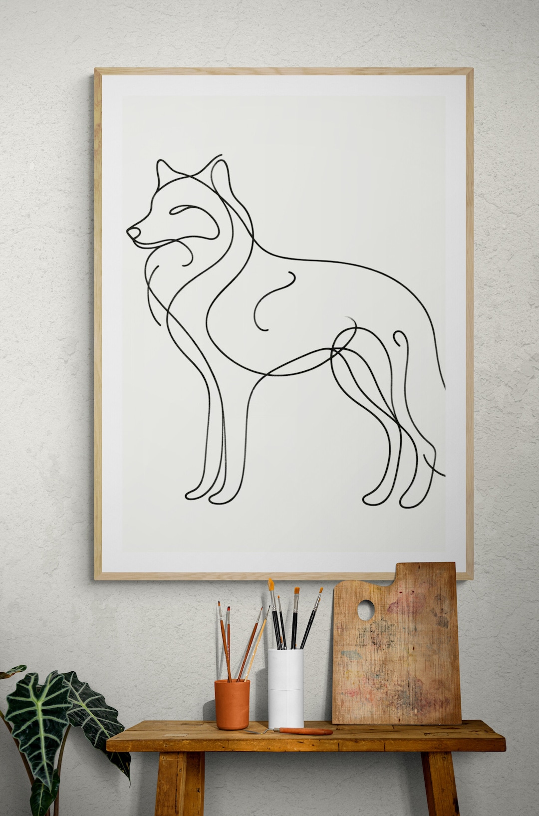 Majestic Wolf Art Print - Minimalist Wildlife Illustration, Modern ...