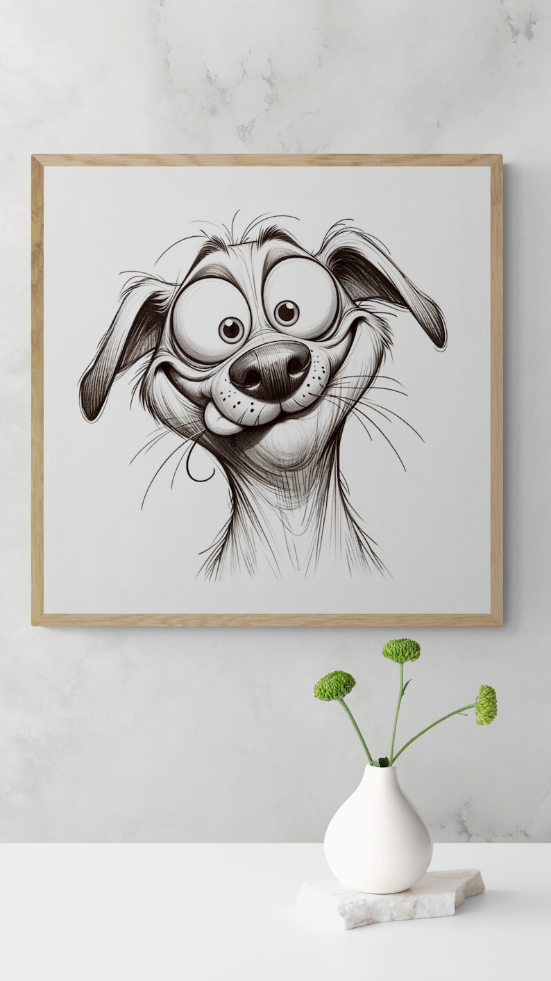 Funny Dog Sketch Prints, Whimsical Canine Art (digital Download) - Etsy