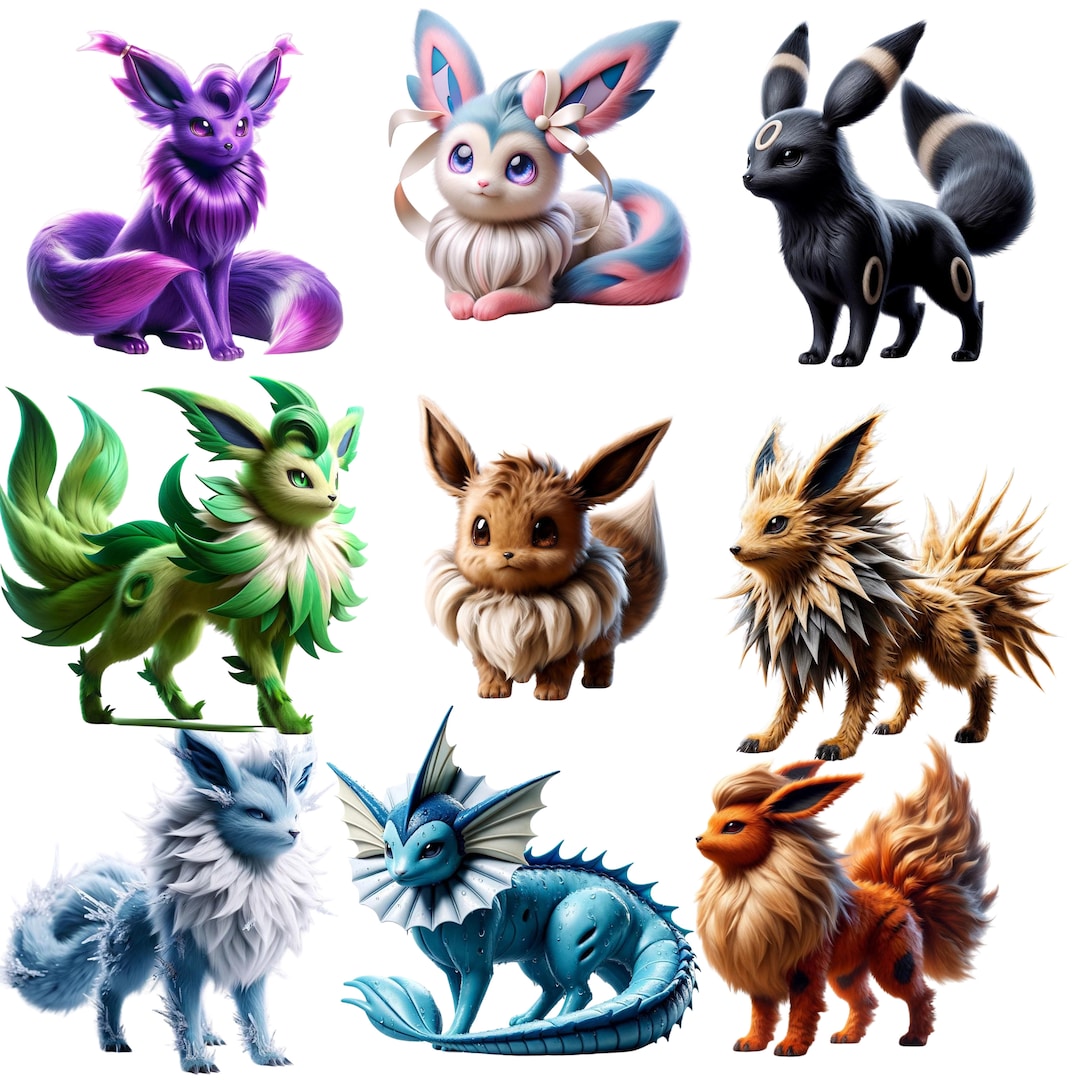 Realistic Pokemon, Print Designs, Bundle With All Eevolutions Realistic ...
