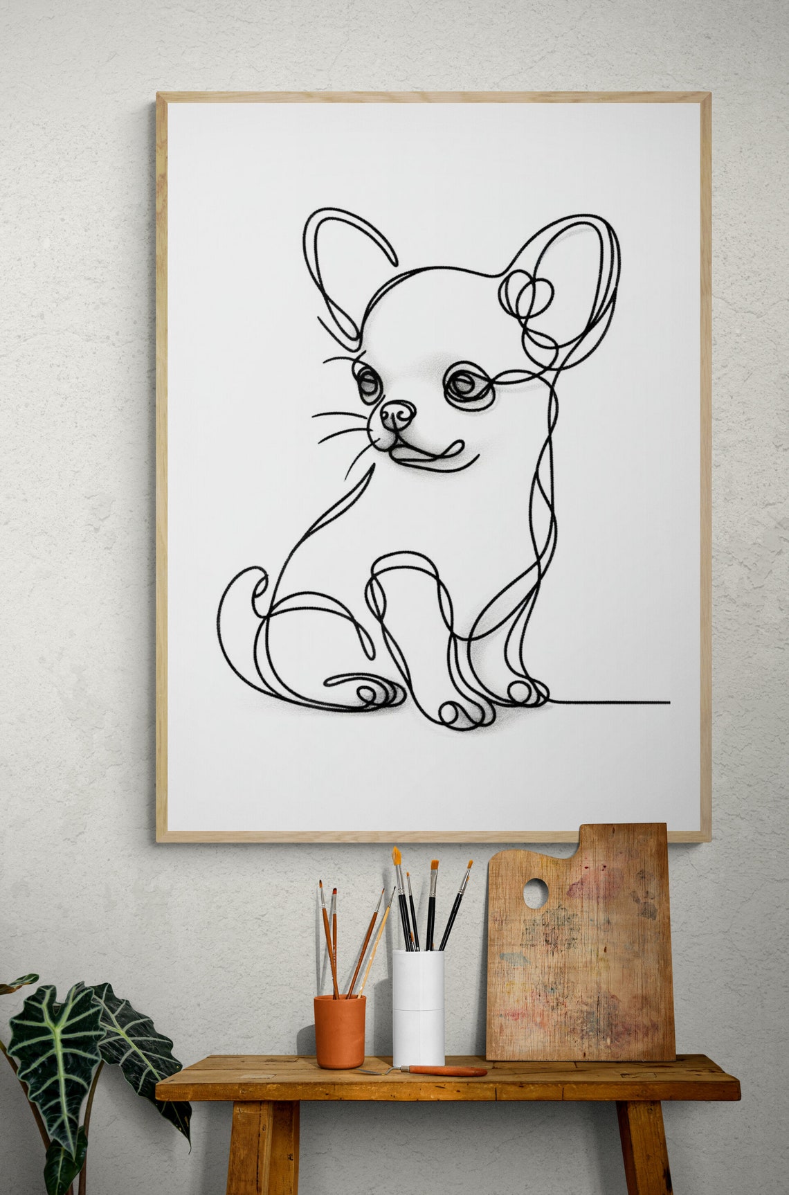 Adorable Chihuahua Art Print - Minimalist Dog Illustration, Modern Pet ...