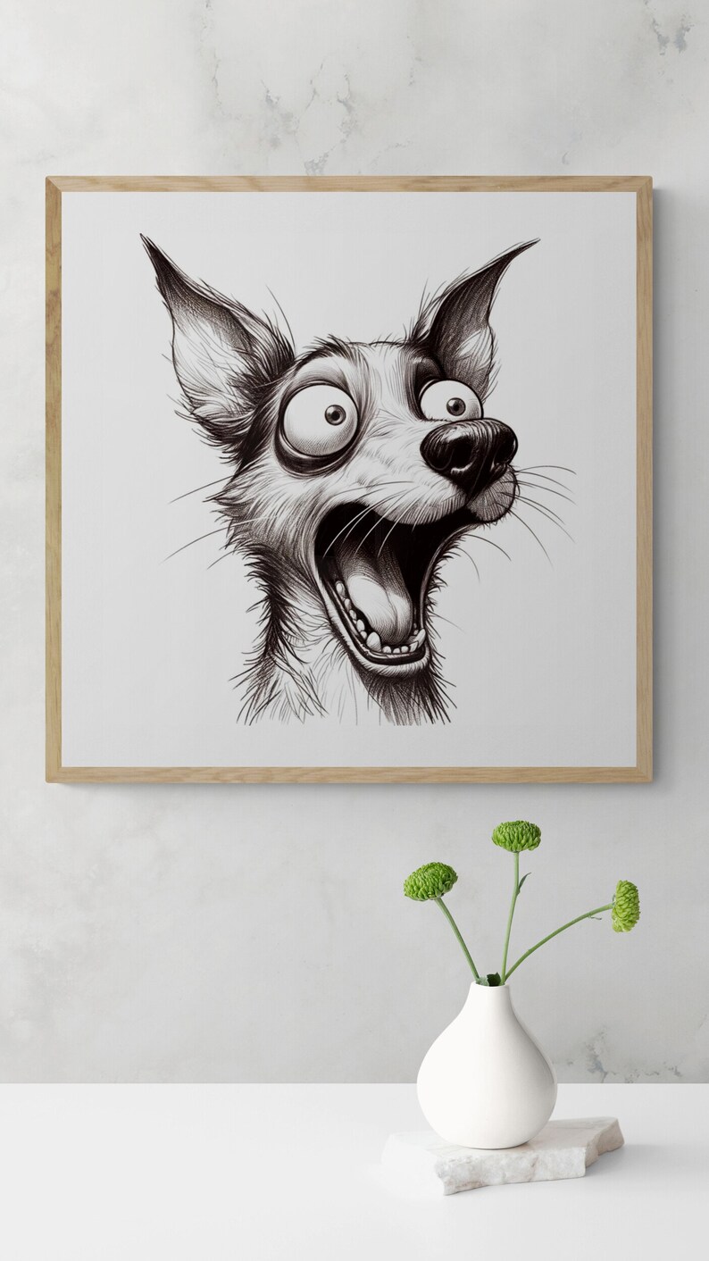 Funny Dog Sketch Prints, Whimsical Canine Art (digital Download) - Etsy