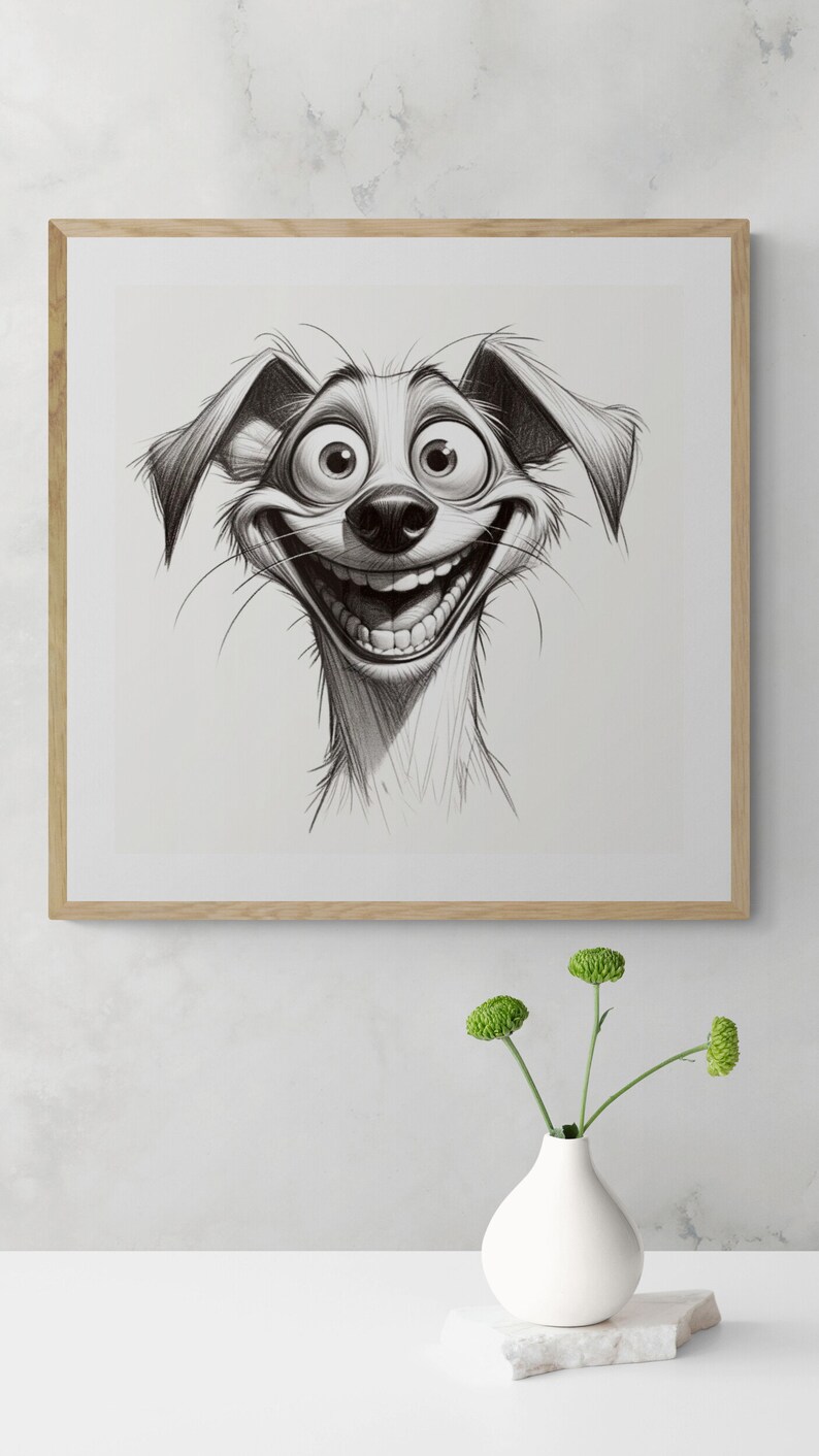 Funny Dog Sketch Prints, Whimsical Canine Art (digital Download) - Etsy