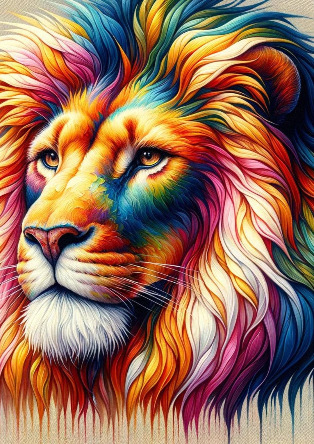 Colorful Lion Art Print, Modern Safari Decor (JPEG, PNG, SVG) - Etsy